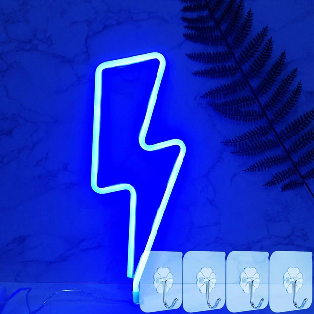 LIGHTNING BOLT LED Neon Signs Light for Wall Blue LED Neon Light Sign ...