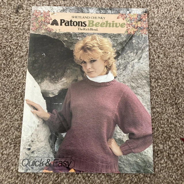 NEW PATONS BEEHIVE Shetland Chunky Knitting pattern for men 3571 to fit ...