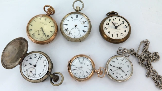 VINTAGE POCKET WATCHES. RJA Lever, Waltham, Valro, Westclox, Unbranded ...