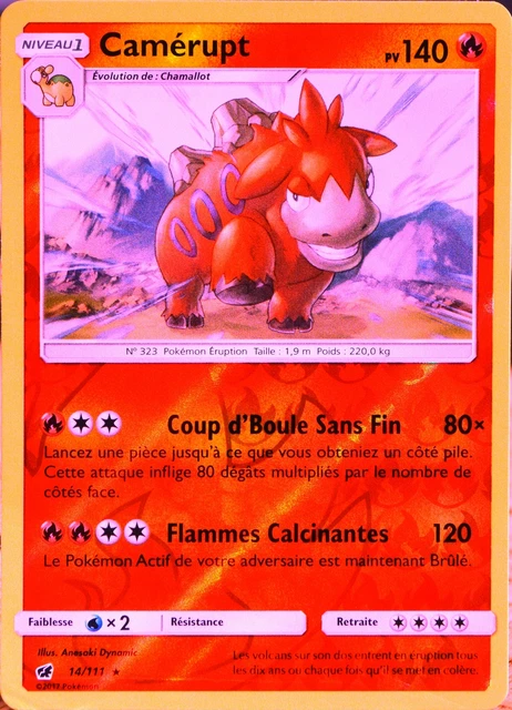CARTE POKÉMON 14/111 Camérupt 140 PV - REVERSE SL4 - Soleil et Lune ...