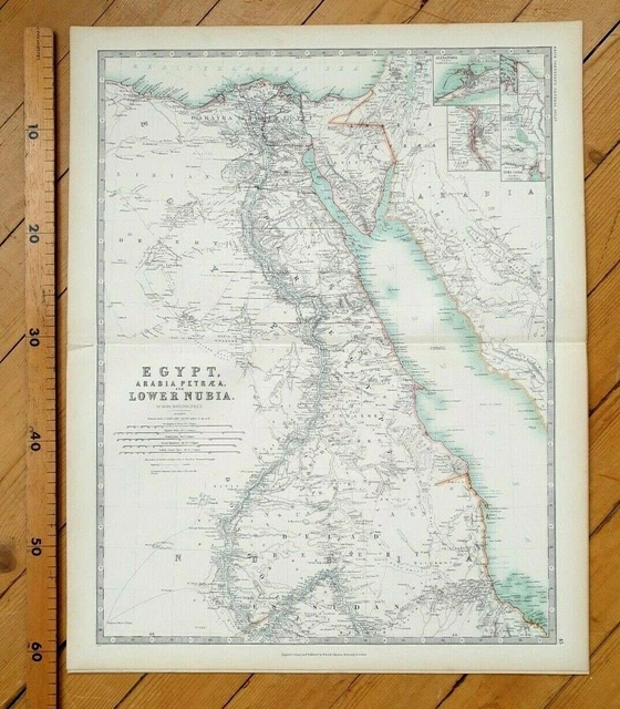 EGYPT ARABIA PETRA Lower Nubia 1898 Victorian Map Keith Johnston's ...