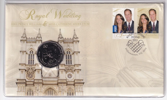 AUSTRALIAN PNC: 2011 50 Cent Coin Royal Wedding Prince William & Miss ...