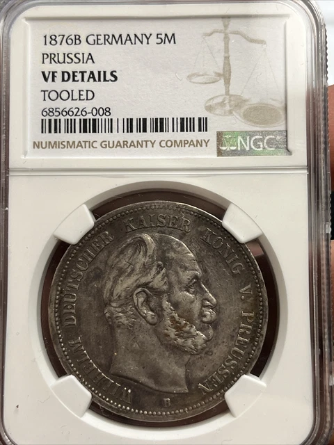 GERMAN STATES PRUSSIA 1876 B 5 Mark Silver Coin VF Details NGC £0.79 ...