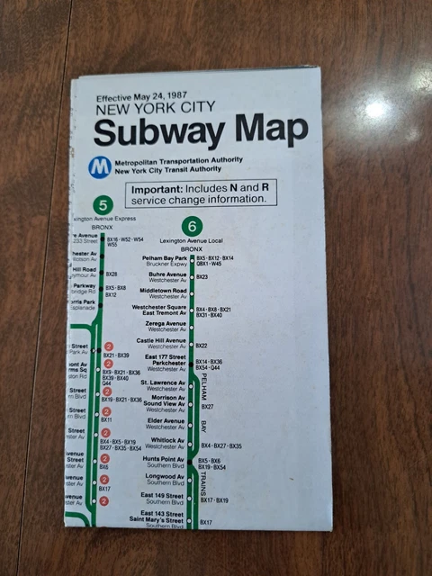 VINTAGE MAY 1987 Nycta Nyc Subway Map Mta Guide New York City Transit Authority £23.45 - PicClick UK