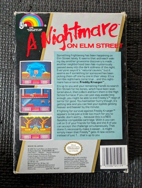 NINTENDO NES A Nightmare on Elm Street Complete in Box, Authentic ...