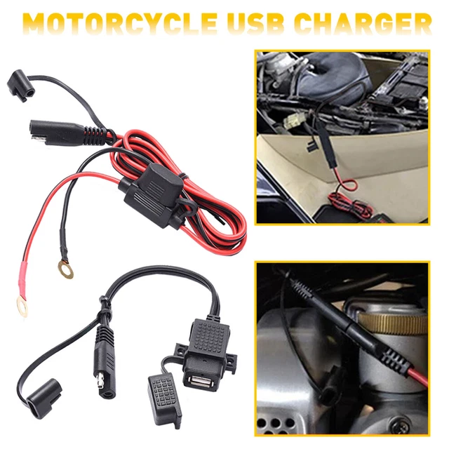 MOTORCYCLE USB CHARGER Waterproof SAE to USB Cable Adapter Socket ...