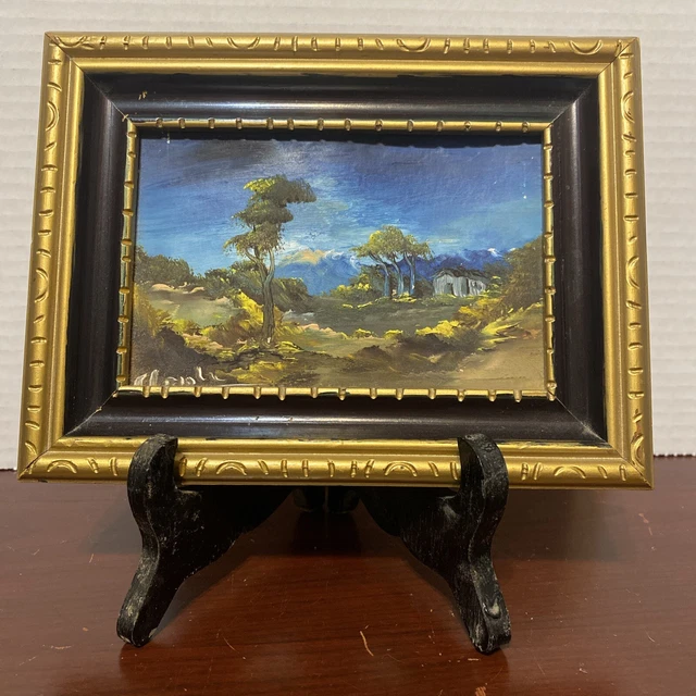 SIGNED LANDSCAPE MICRO Miniature Oil Painting By Roberto Arriola Oils ...