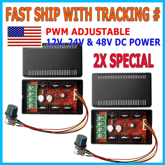 2X PWM DC Motor Speed Controller Adjustable Variable Switch Driver 12V ...