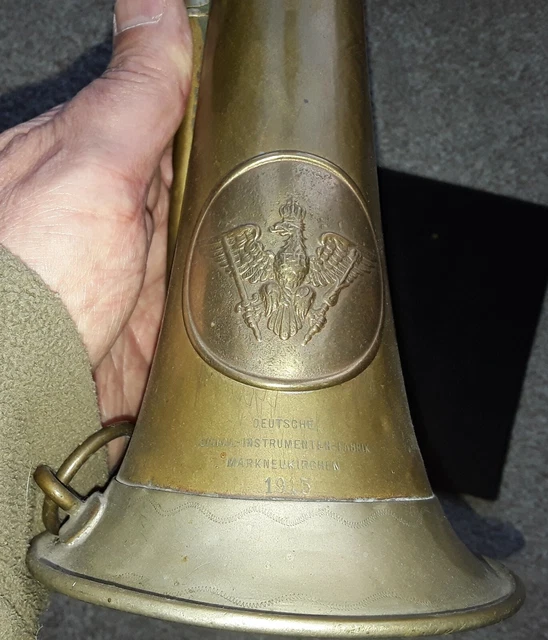 WW1 GERMAN ARMY Bugle Brass Prussian Dated 1915 Trench Battlefield ...