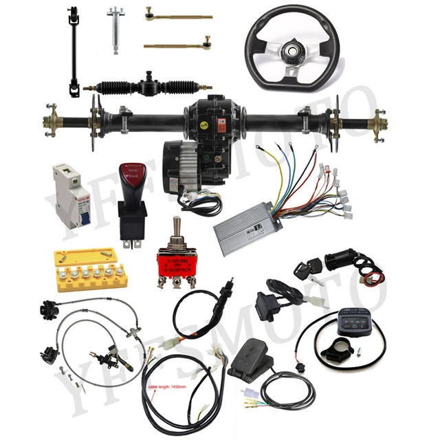 COMPLETE KIT 1000W Brushless Motor 30'' Rear Differential Axle Front ...