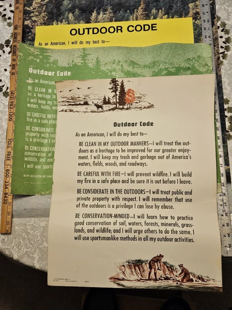 VINTAGE BOY SCOUT Outdoor Code Poster set 1966, 1980, & 1984 $12.50 ...