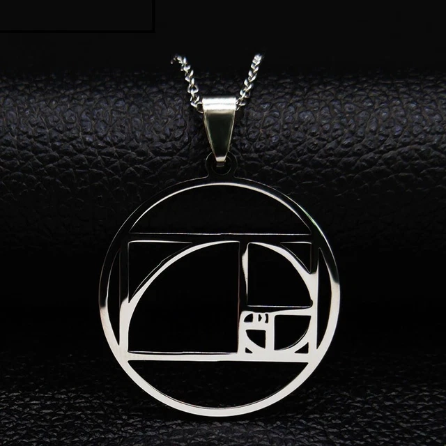 FIBONACCI SEQUENCE GOLDEN Ratio Spiral Necklace Stainless Steel Pendant ...