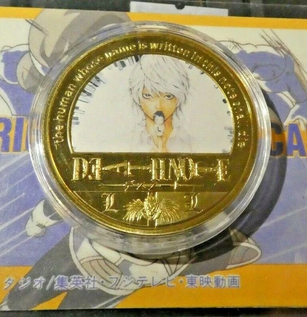 DEATH NOTE ANIME Gold Metal Coin Card Whm Carte Medal Piece #4 Light ...