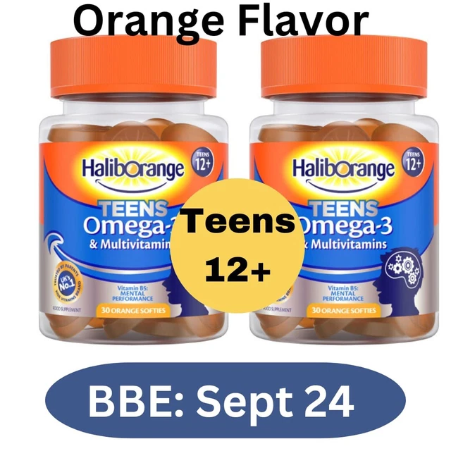 HALIBORANGE OMEGA 3 Teen Softies Orange 30softie Multivitamins £18.99 - PicClick UK