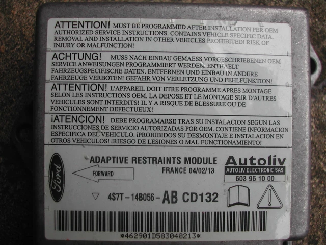 FORD MONDEO MK3 Adaptive Restraint Module -Air Bag Control Module 4S7T ...