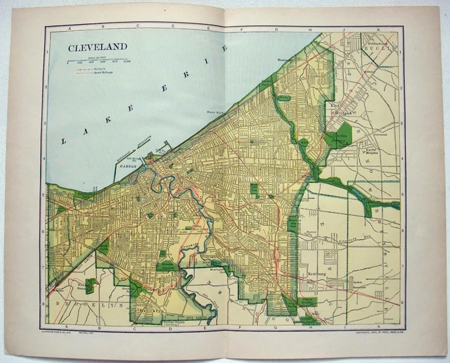 CLEVELAND, OHIO - Original 1910 City Map by Dodd Mead & Company ...