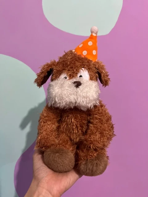 AUTHENTIC JAPAN BIRTHDAY Brown Curly Haired Puppy 23cm Soft Toy Plush £ ...