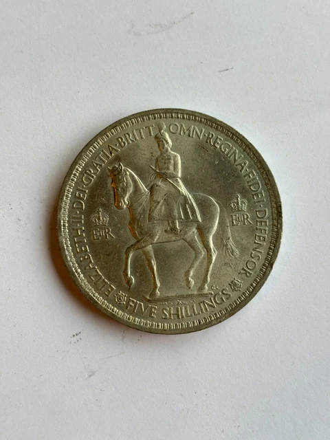 1953 QUEEN ELIZABETH II Coronation Crown Commemorative Five 5 Shilling ...
