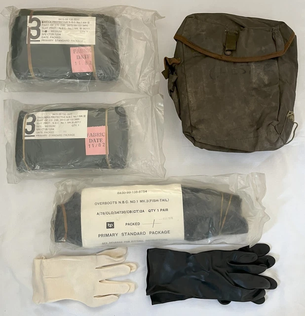 BRITISH ARMY NBC Suit Mk3 (Green), Overboots Mk3, Gloves and Haversack ...