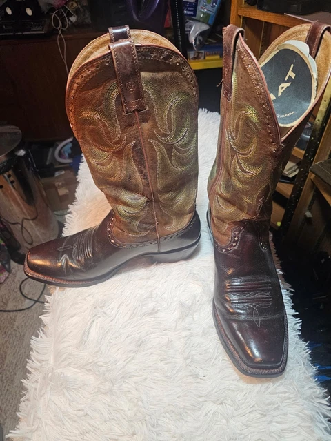 ARIAT MEN'S 11EE WIDE Square Toe Brown Leather Western Cowboy Boots 11 ...