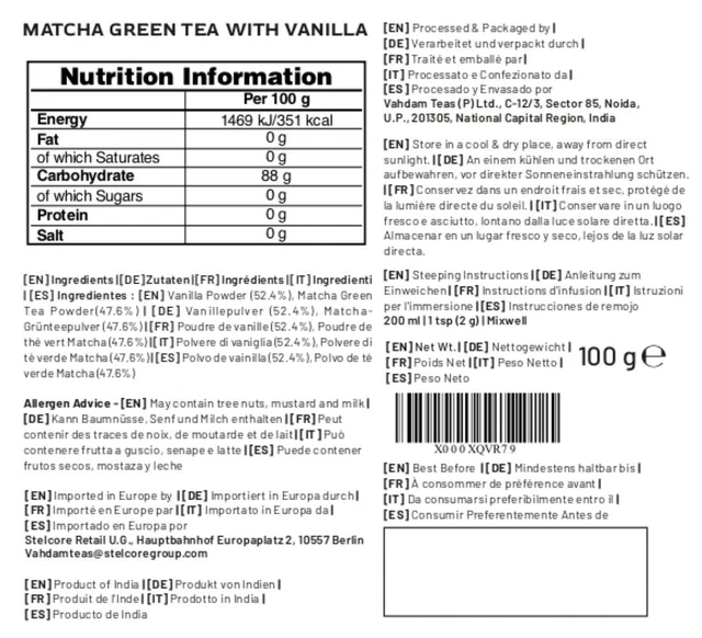 JAPANESE VANILLA MATCHA Green Tea Powder (100g) | Premium Matcha with £ ...