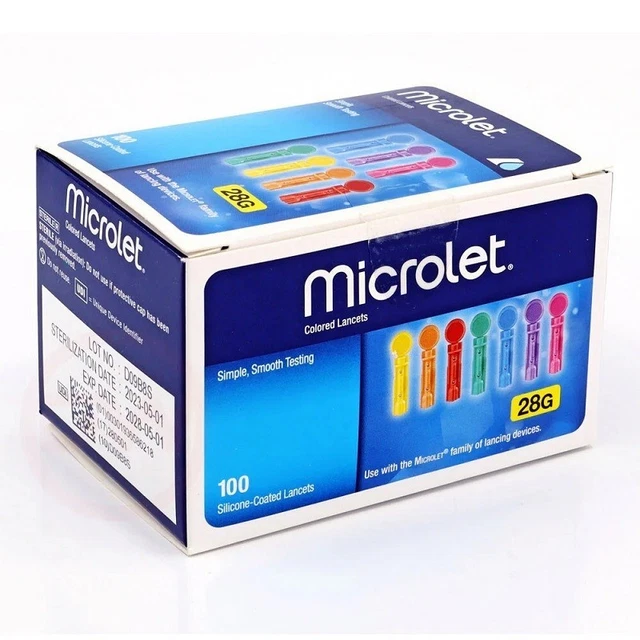 MICROLET LANCETS 28G Coloured x 100 £7.95 - PicClick UK