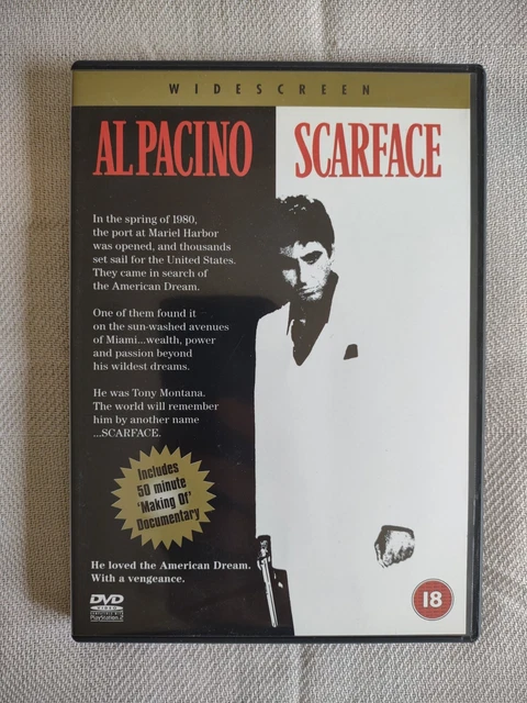 SCARFACE (1983) DVD R2, Al Pacino, Michelle Pfeiffer - Free Postage £5. ...