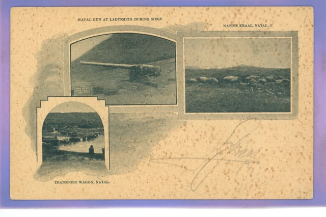 EARLY 1903 BOER War Natal Navy Gun Wagon & Native Kraal Army Military ...