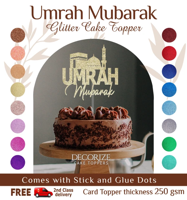 UMRAH MUBARAK GLITTER Cake Topper Islamic Makkah Madinah Pilgrimage ...