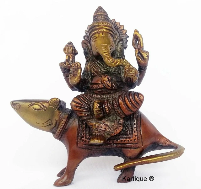 LORD GANESHA BHAGWAN Sitting On Rat Showpiece Idol Statue EUR 151,08 ...