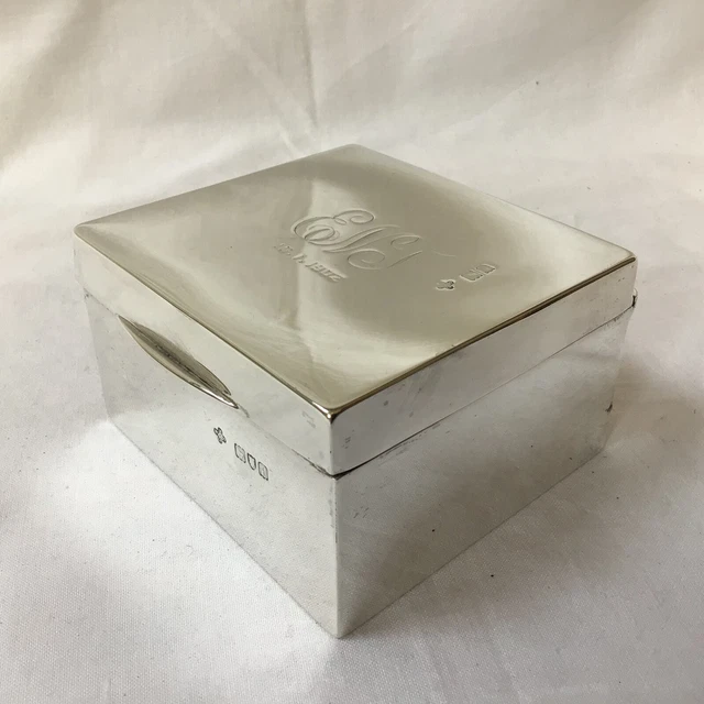 1901 SOLID SILVER Square Cigarette Box By Horace Woodward & Co Ltd ...