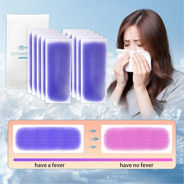 10PCS KIDS FEVER Cooling Gel Pad Headache Fever Reducer Patch ...