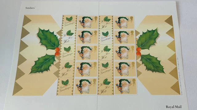 *RARE ROYAL MAIL Smiler Sheets - LS3a 2001 CHRISTMAS CRACKER (Consignia ...