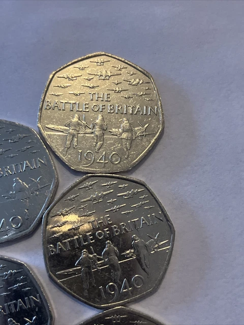 FOUR 50P COINS. BATTLE OF BRITAIN 75th ANNIVERSARY 50p COIN 2015 ...