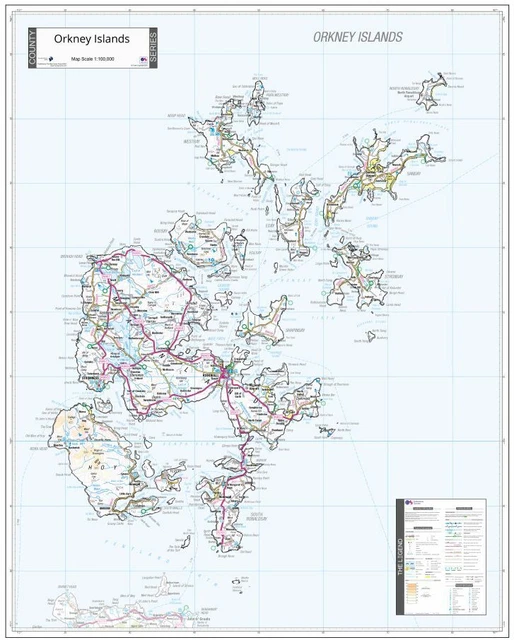 SCOTLAND - COUNTY MAP OF ORKNEY WALL MAP - LAMINATED EDITION - NEW ...