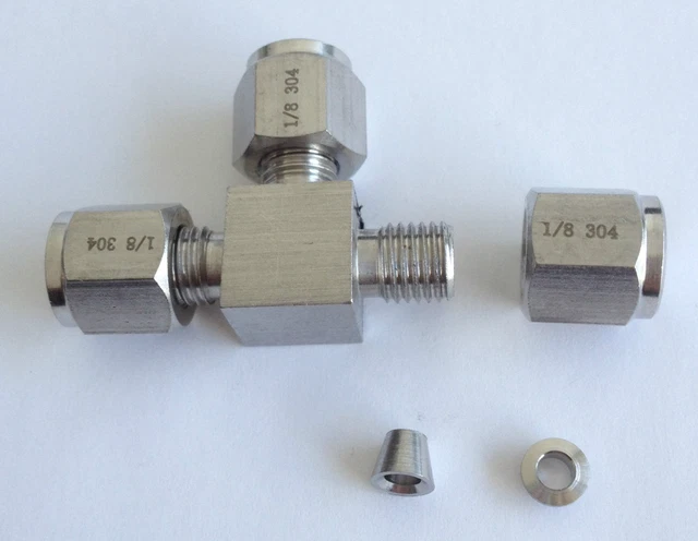 THREE-WAY, T-PIECE STAINLESS Steel Tubing Connector for Chromatography ...