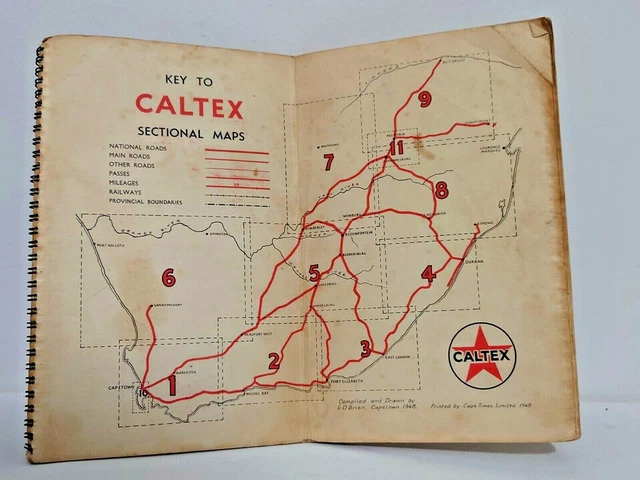 1948 CALTEX SEASONAL Booklet of 11 maps of south African regions ...