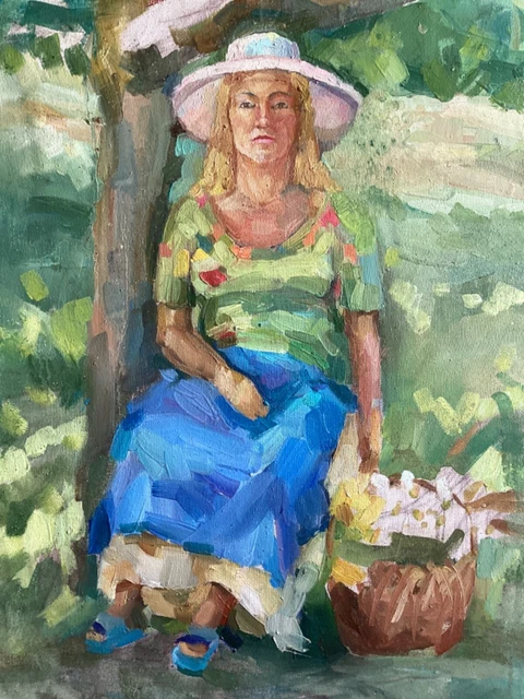 ÄLTERE ÖLSTUDIE SKIZZE sitzende Frau im Garten unsigniert impressionistisch EUR 49,00 - PicClick DE