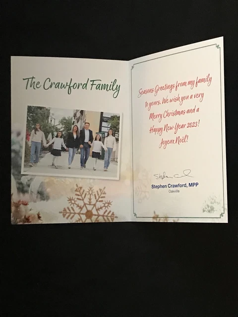 ONTARIO PROGRESSIVE CONSERVATIVE Party MPP Stephen Crawford Christmas ...