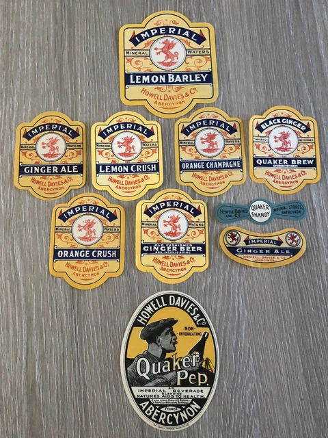 10 GENUINE HOWELL Davies Abercynon Mineral Water Labels Ginger Ale ...