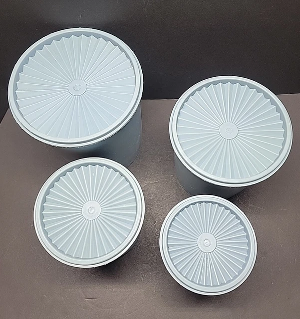 VINTAGE TUPPERWARE CANISTER Set With Lids 4 Piece Country Blue Nesting ...