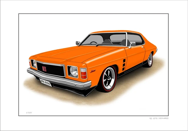 HOLDEN HJ GTS Monaro Coupe Limited Edition Car Drawing Print (6 Car ...