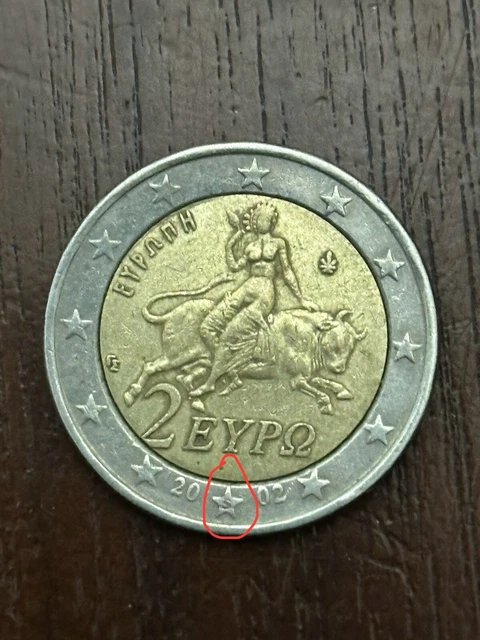 PIÈCE DE 2 Euros Grèce 2002 Avec Letter(S) Dans L'Étoile EUR 100,00 ...