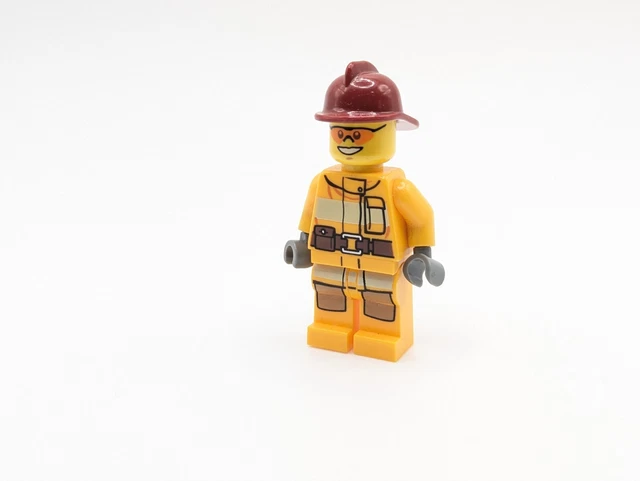 LEGO FIREFIGHTER FIREMAN Orange Fire Suit Minifigure Town City cty0338 ...