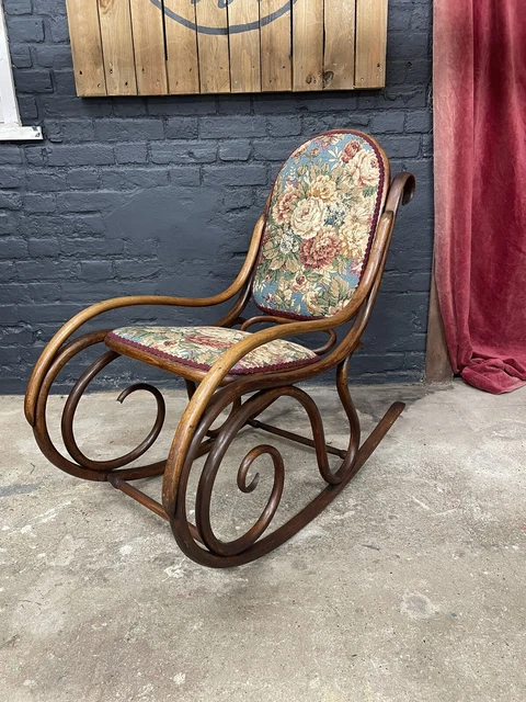 ANTIQUE VICTORIAN THONET Upholstered Bentwood Rocking Chair £230.00 ...