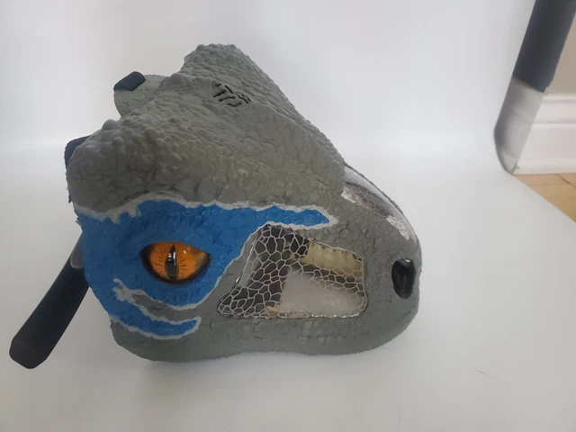 MATTEL JURASSIC WORLD Chomp 'n Roar Mask Velociraptor "Blue" Works New ...