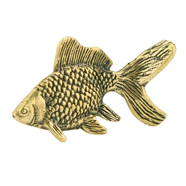 SCULPTURE DE POISSON koi en cuivre massif style antique faite à la main laiton EUR 8,27 ...