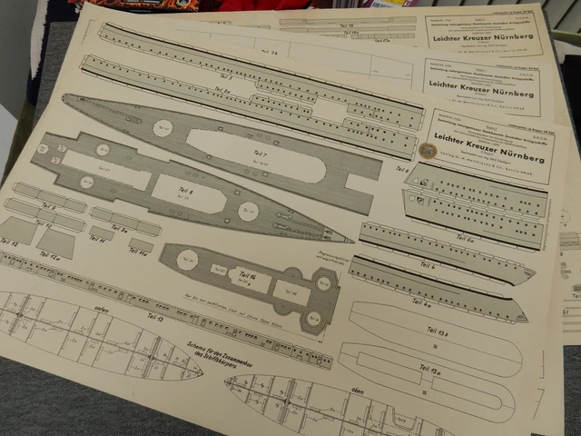 WW2 LEICHTER KREUZER Nürnberg PAPER MODEL original VERY LARGE £312.12 ...