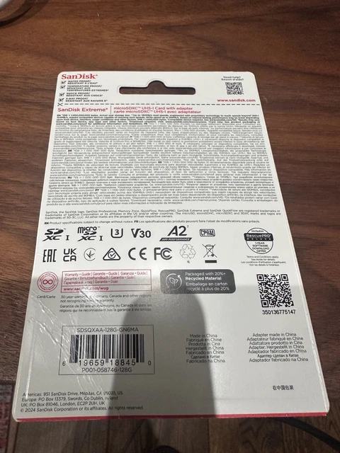 SANDISK EXTREME MICROSDXC 128GB SD Memory Card with SD Adapter £1.16 ...