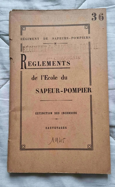 RARE ANCIEN LIVRET Reglement Extinction Incendie Sapeurs Pompier De Paris 1945 EUR 30,00 ...